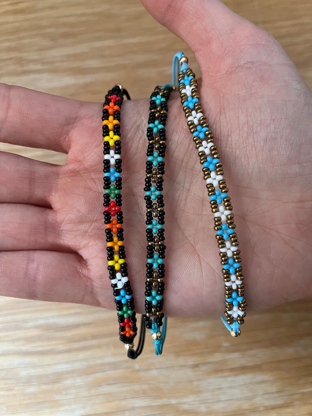 Colorful Flower Seed Beaded Bracelet Adjustable Length, Cute Miyuki ...