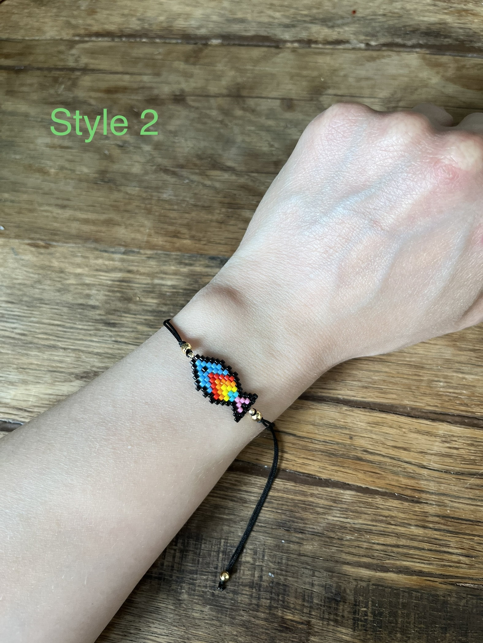 Colorful Seed Beaded Rainbow Fish Bracelet - Adjustable Tie Closure ...