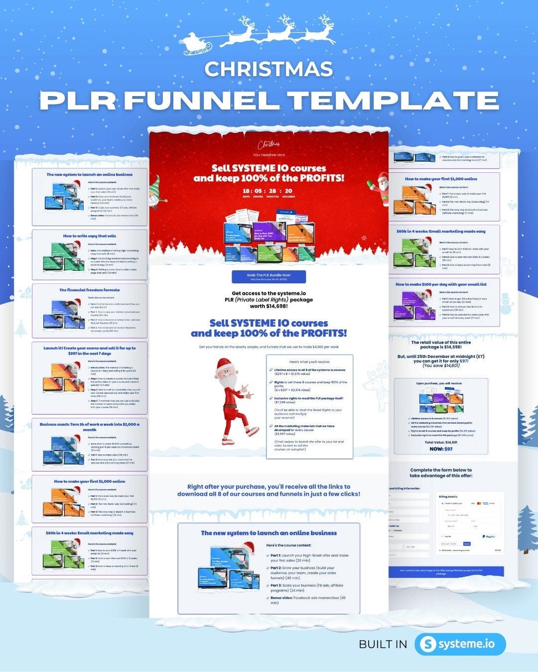Christmas PLR Course Funnel Template | Systeme.io, DFY (PLR Rights) - Etsy