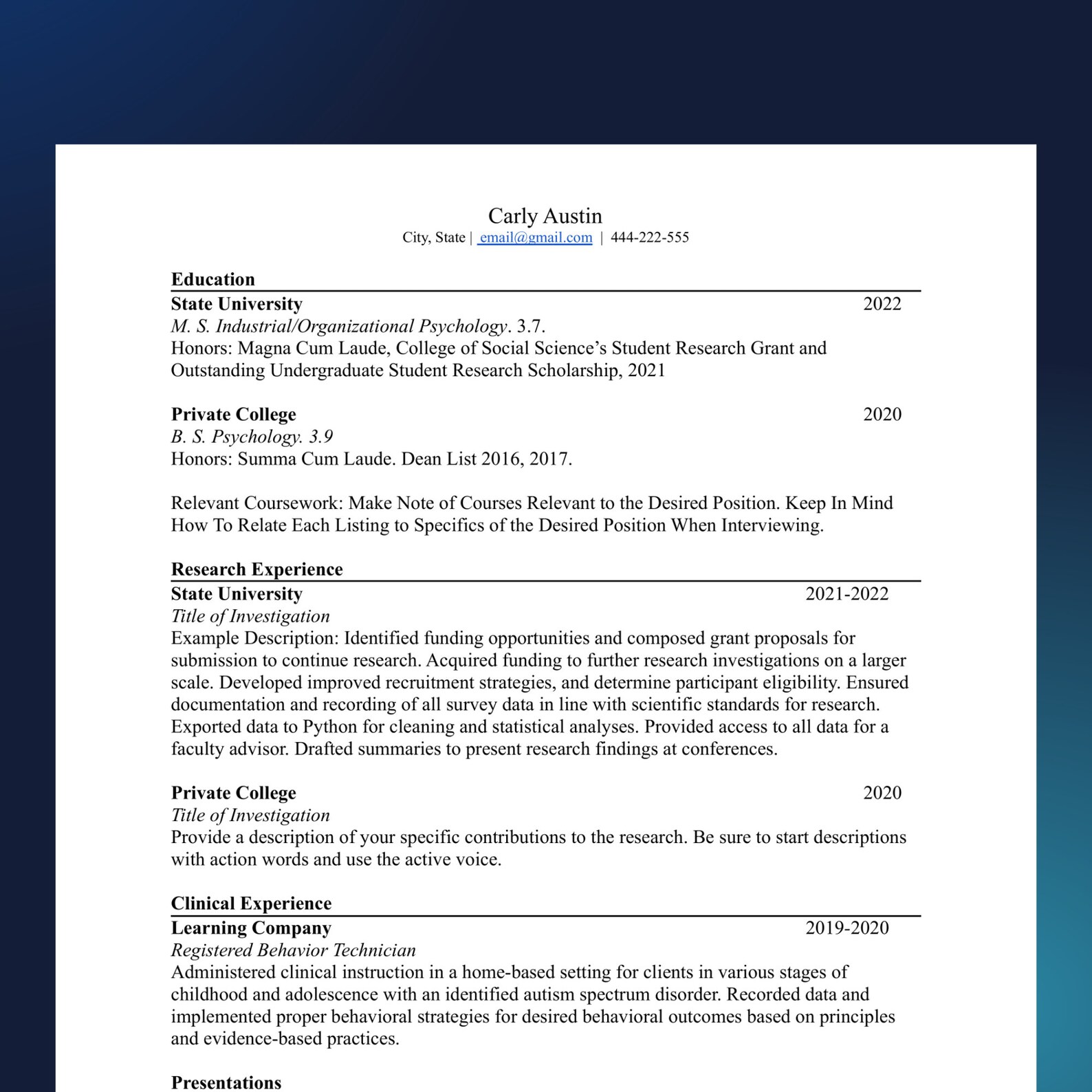 ATS Resume Template, Resume Template Google Docs, ATS Friendly Resume ...