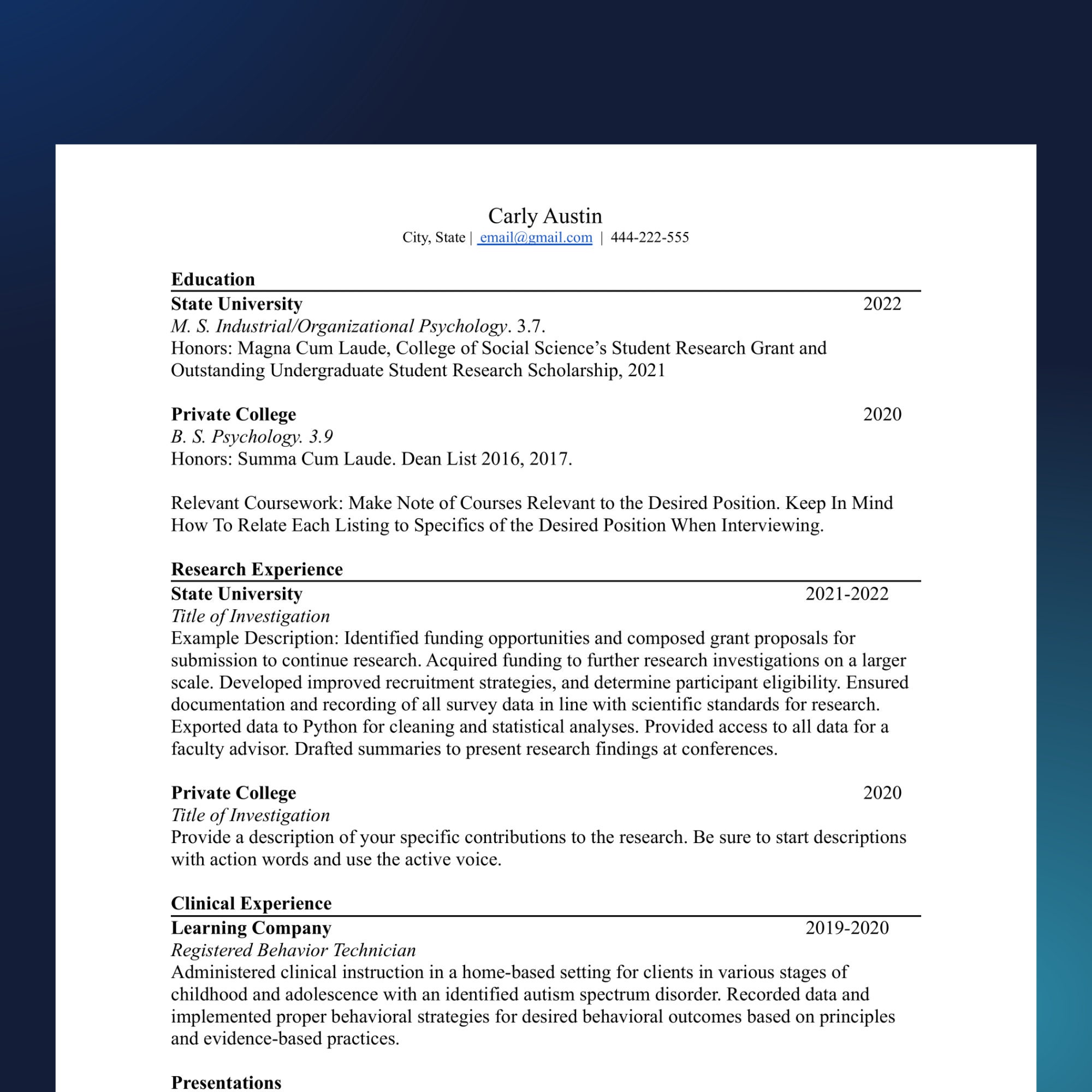 ATS Resume Template, Resume Template Google Docs, ATS Friendly Resume ...