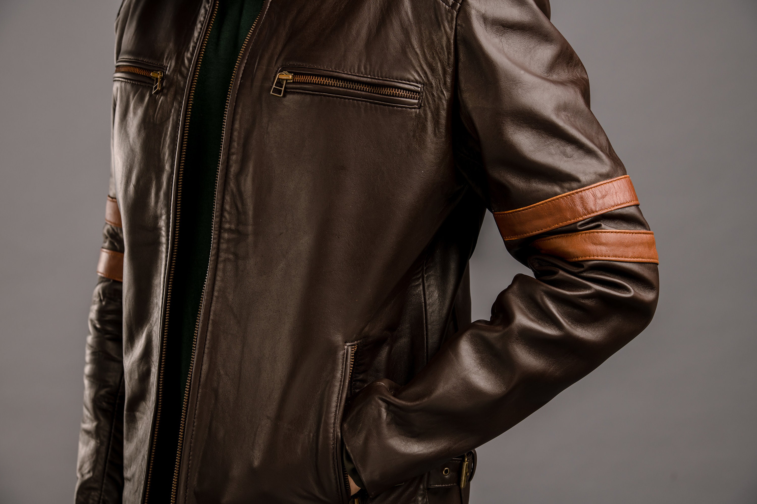 Race Leather Jacket, Cafe Racer Jacket , Wolverine Style Leather Jacket ...