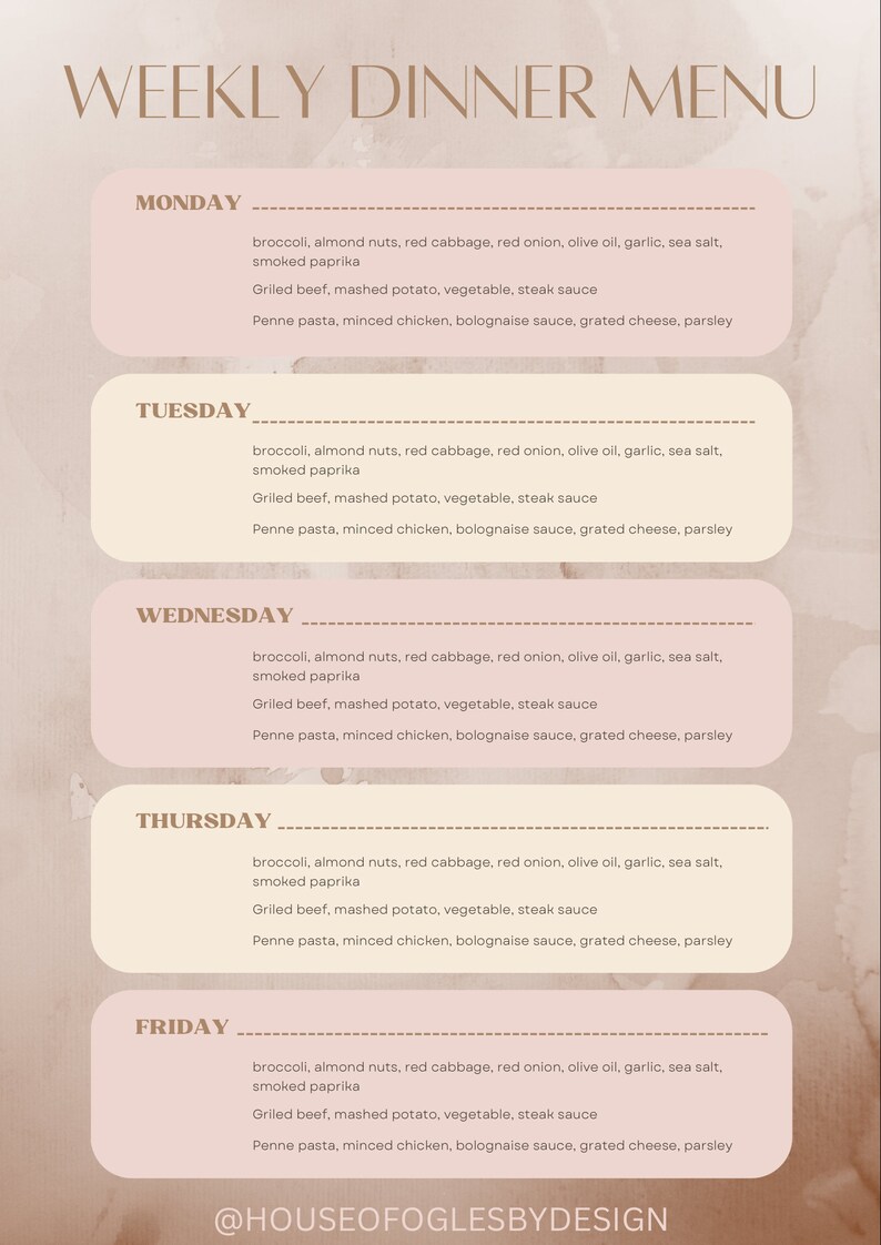 Grocery List and Weekly Menu Digital Download Editable - Etsy