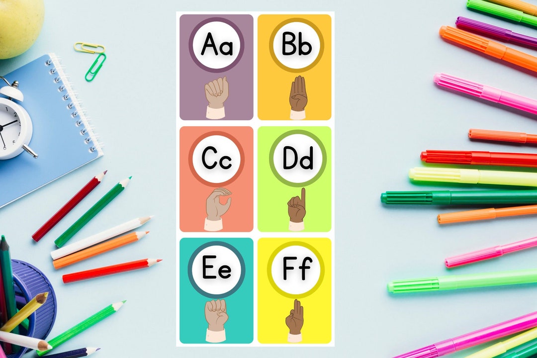 Complete Alphabet - Bright and Colourful, Printable American Sign ...