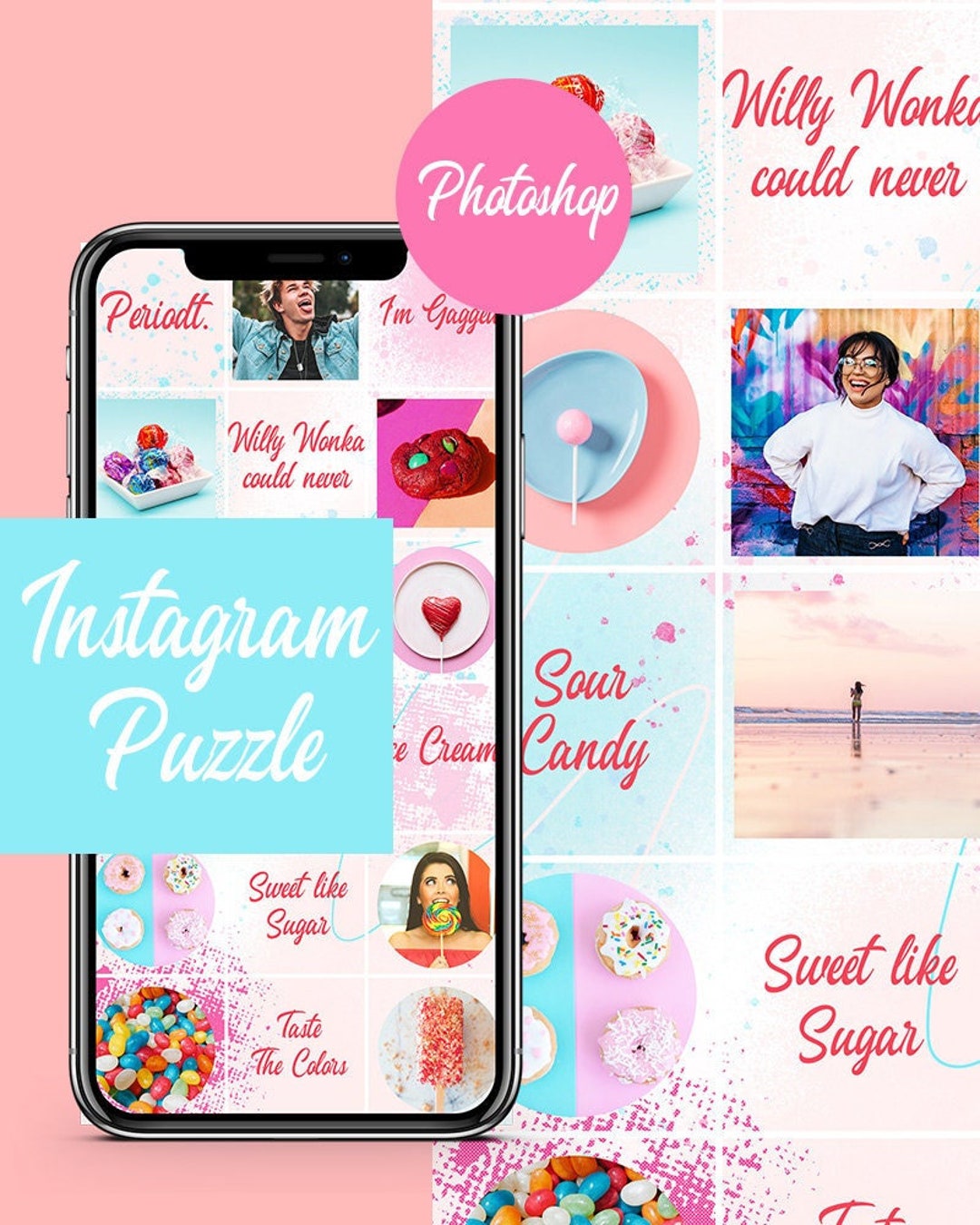 Cotton Candy | Instagram Puzzle Template | Instagram Template | Feed ...