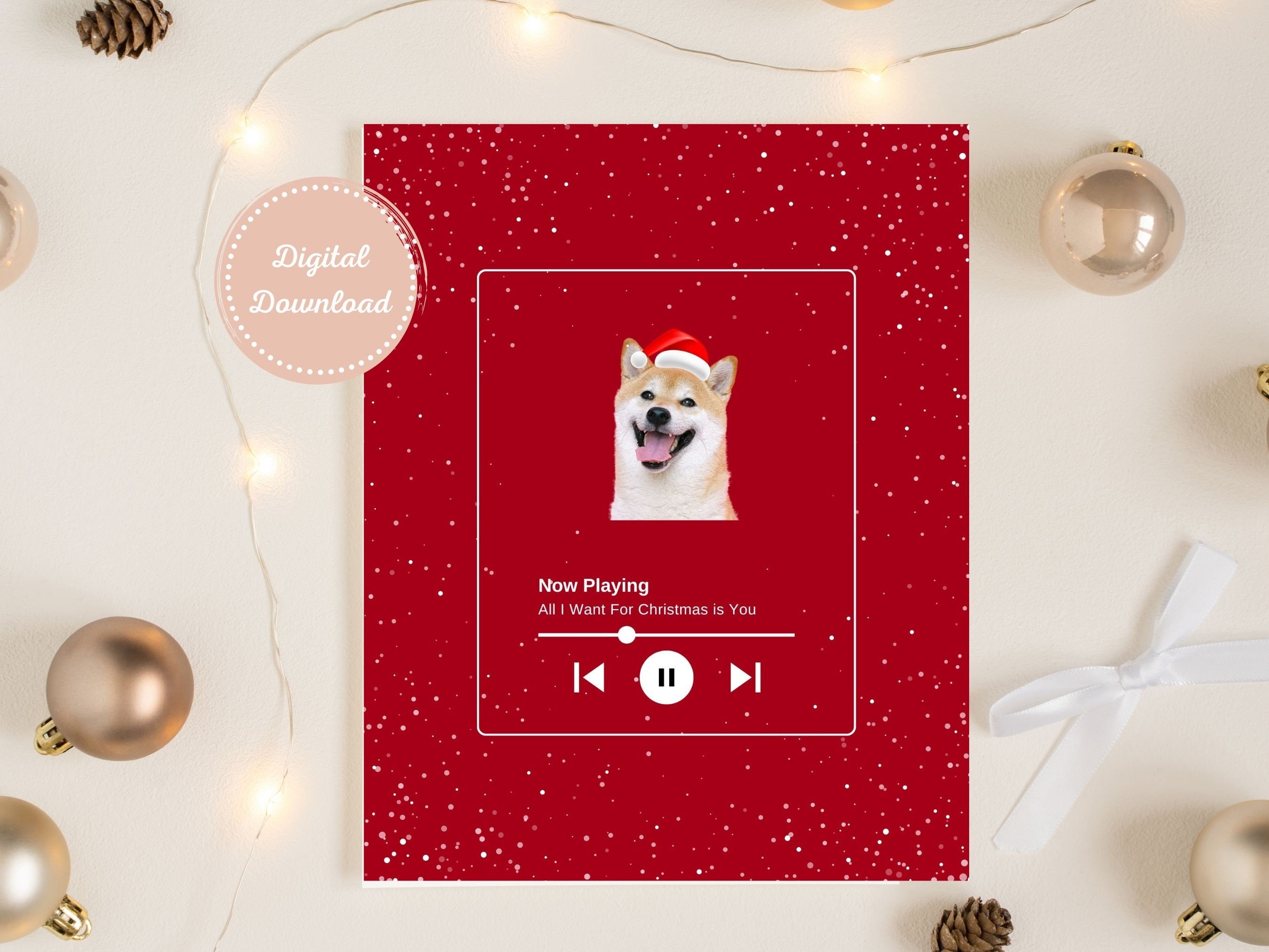 Custom Christmas Pet Portrait Spotify Cover, Unique Christmas Dog/pet ...
