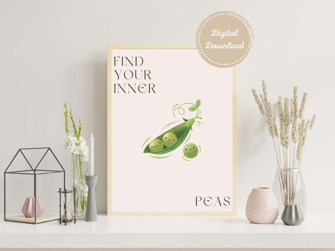 Find Your Inner Peas Mindfulness Meditation Cute Wall Art, Find Your ...