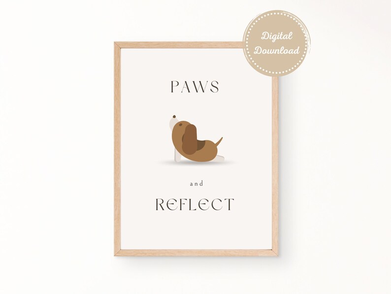 Paws and Reflect Mindfulness Meditation Cute Wall Art With Stretching ...