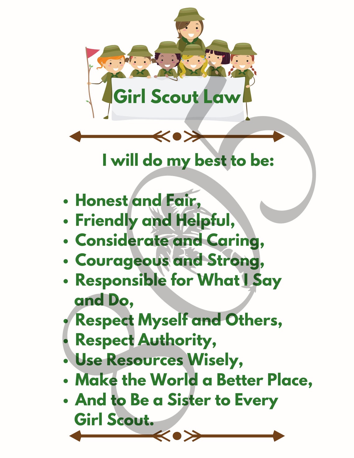 Girl Scout Law Printable Poster Practice the Girl Scout Law - Etsy