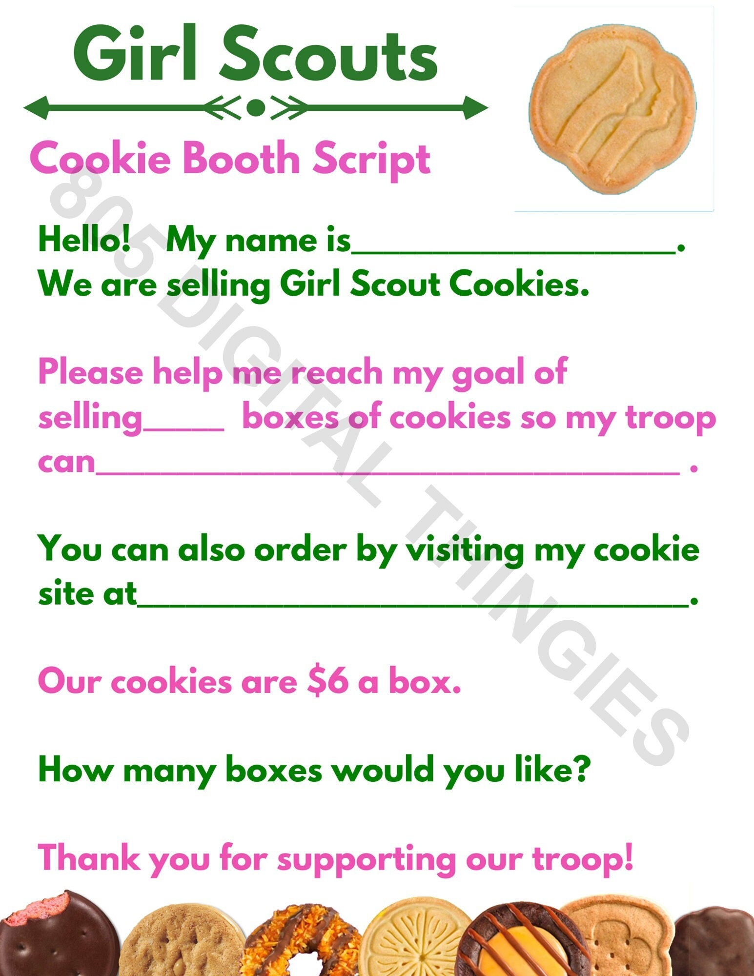 Girl Scouts 2023 Cookie Booth Script Etsy