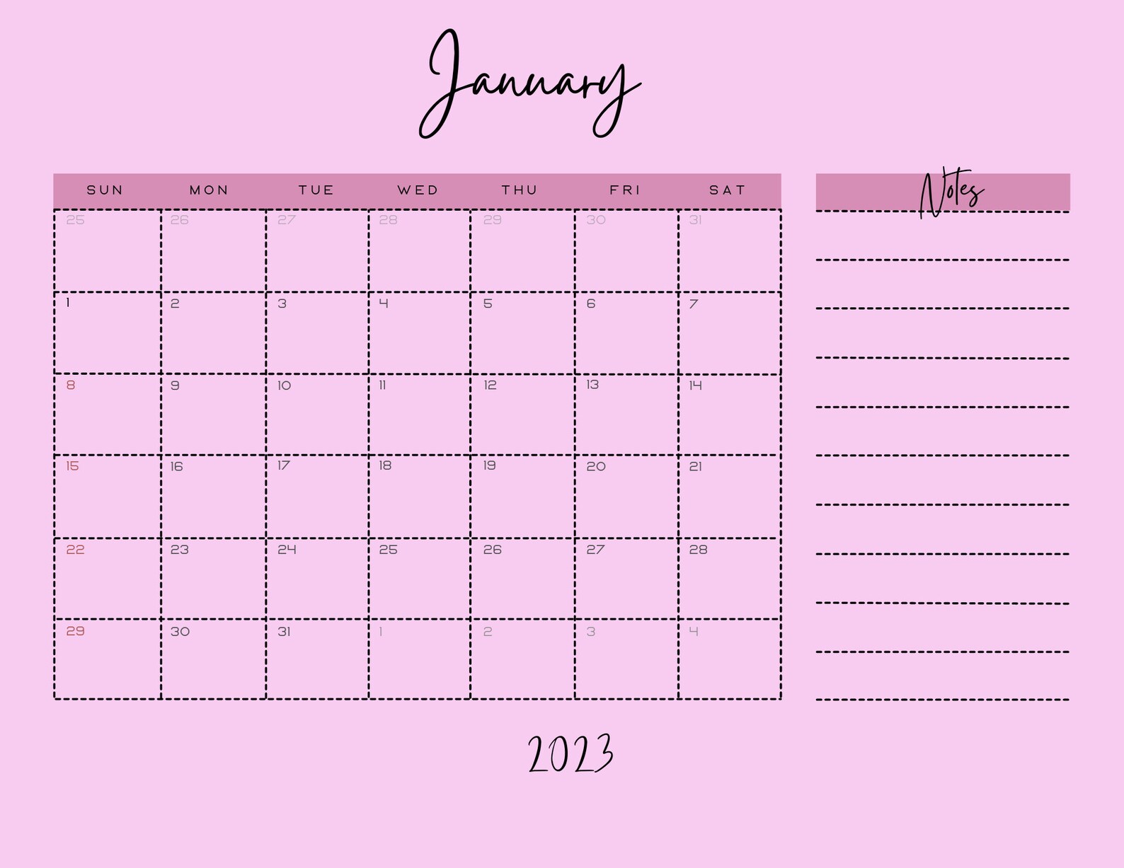 2023 Calendar Printable | Minimalist Calendar | Calendar 2023 | New ...