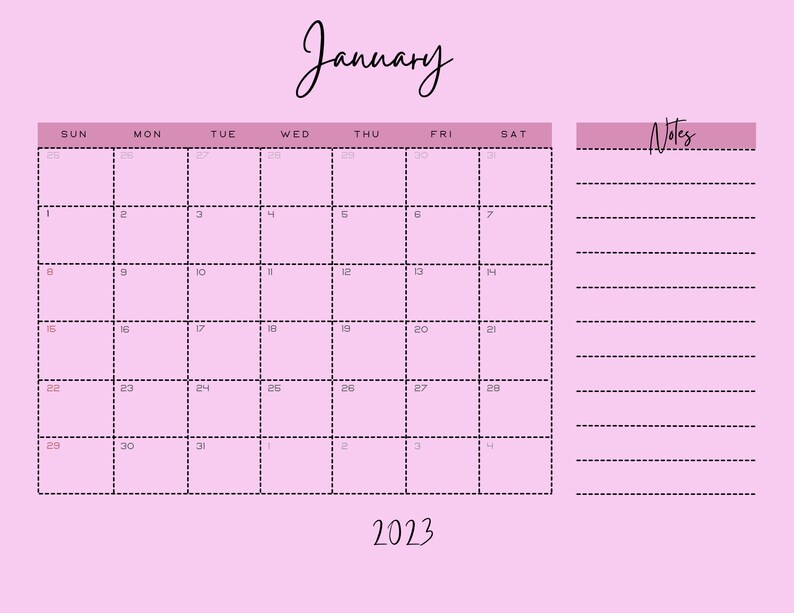 2023 Calendar Printable | Minimalist Calendar | Calendar 2023 | New ...