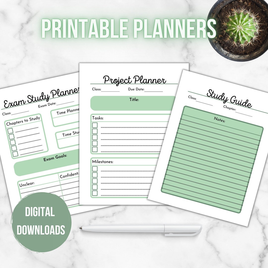 Digital/printable Study Planner Bundle Study Planner Study - Etsy