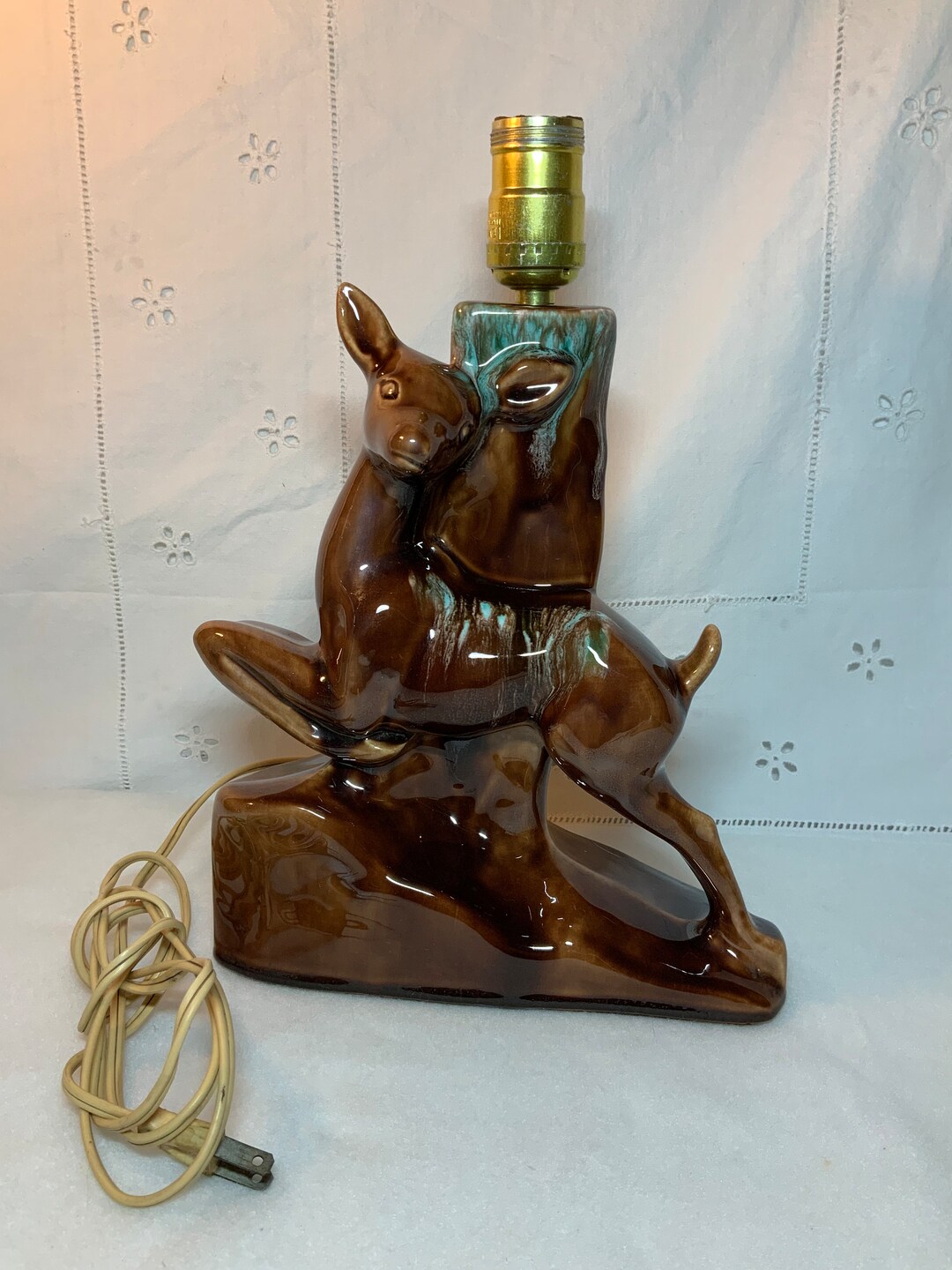 Mid-century Ceramic Leaping Deer Lamp (base)- Lusterware by Haeger - Etsy
