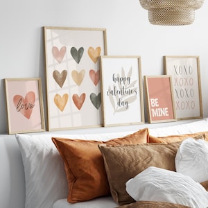 Valentines Printable Wall Art Set of 5 Gallery Art Valentine Digital ...