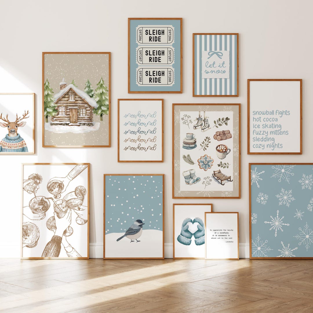 Winter Gallery Wall | Seasonal Prints | Snowy Wall Art | Holiday ...