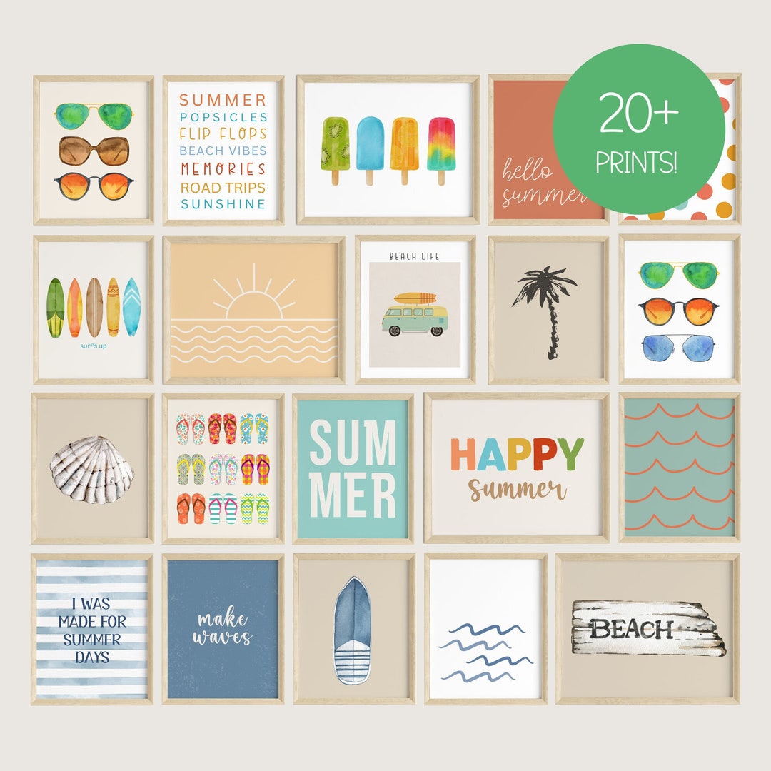 Summer Prints Gallery Wall Set Beach Decor Wall Art Summer Printable ...