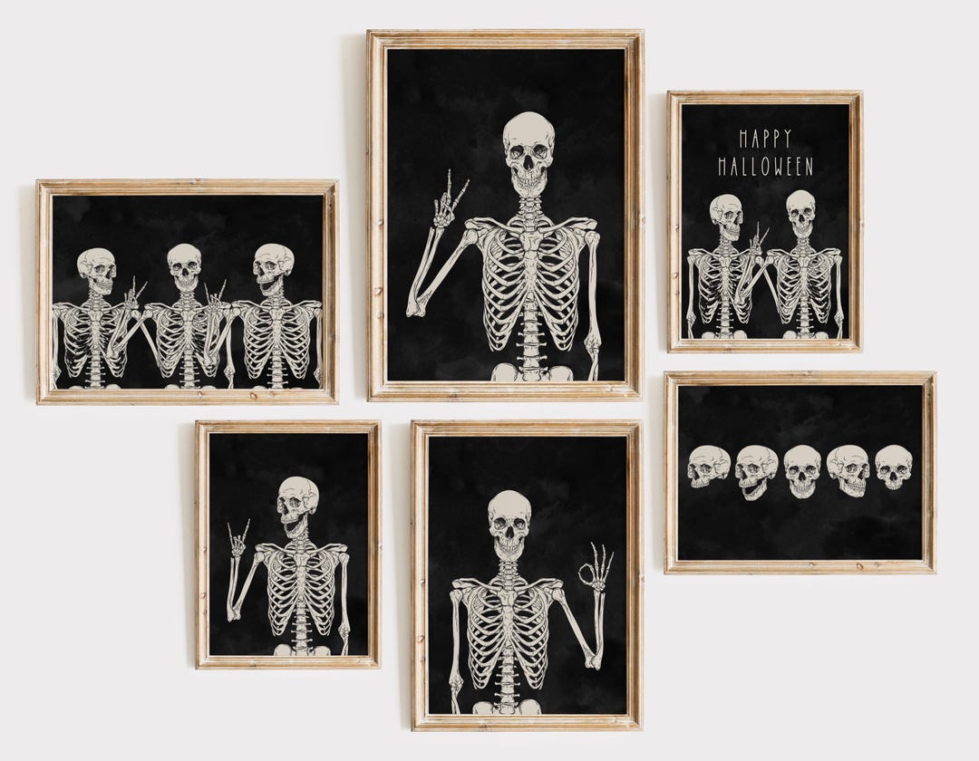 Halloween Printable Wall Art | Halloween Decor | Skeleton Print | Fall ...