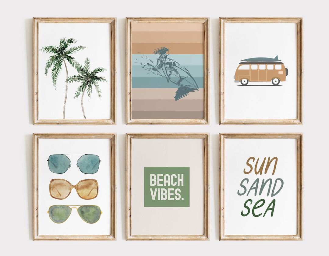 Beach Gallery Wall Art Set | Coastal Summer Prints (digital Download ...