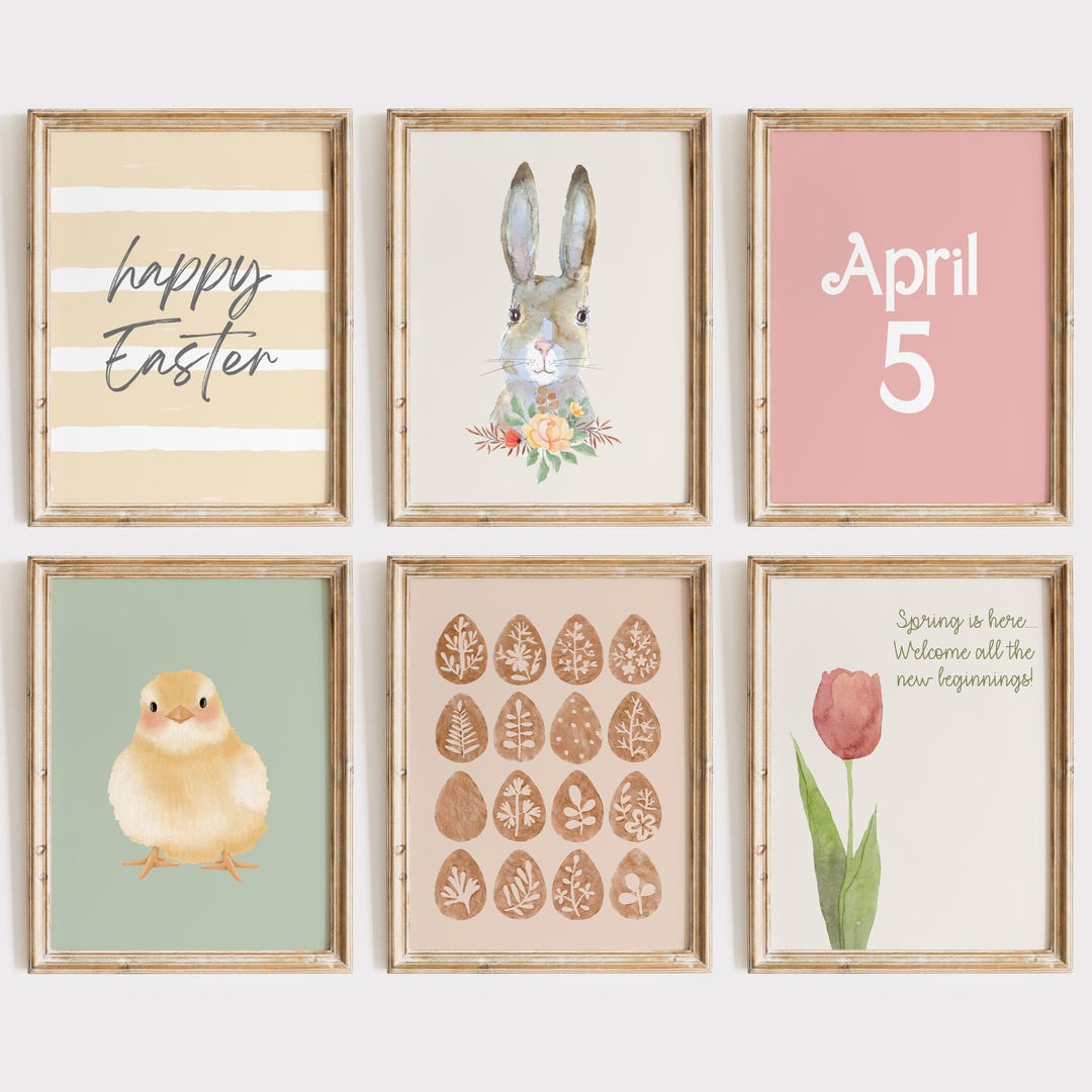 Easter Printable Wall Art | Set of 6 | Easter Decor | Happy Easter ...