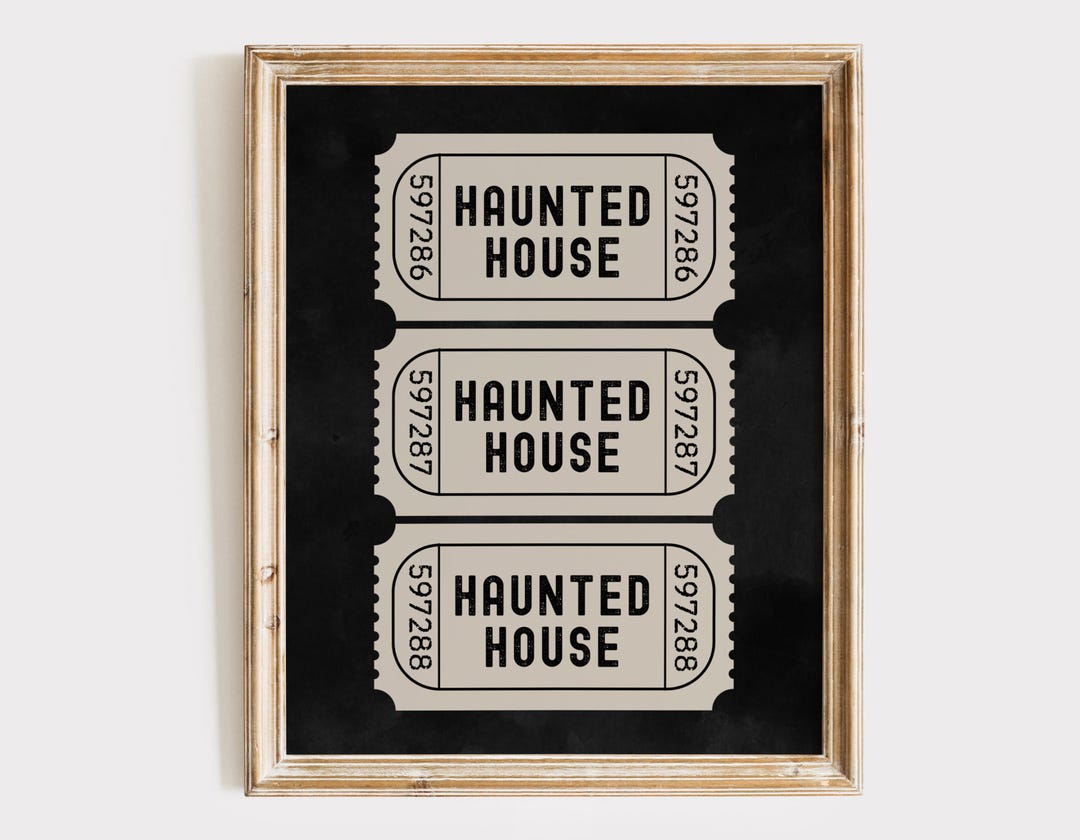 Haunted House Tickets Wall Art | Halloween Art Prints | Halloween Decor ...