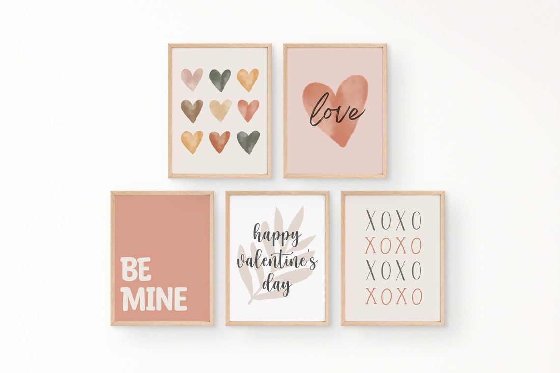 Valentines Printable Wall Art Set of 5 Gallery Art - Etsy