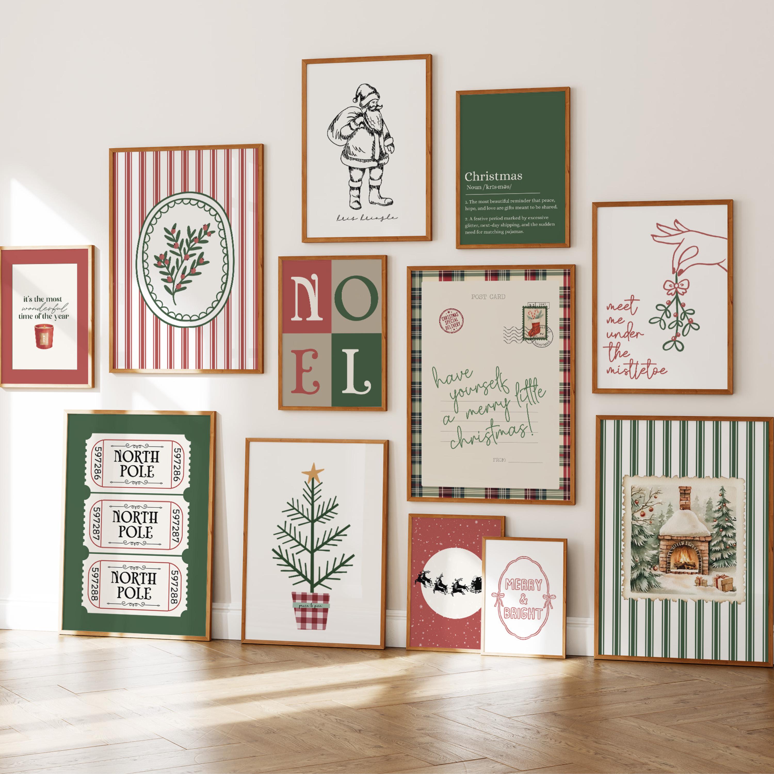 Christmas Wall Art Gallery Set: Trendy Holiday Prints Set of 12 ...