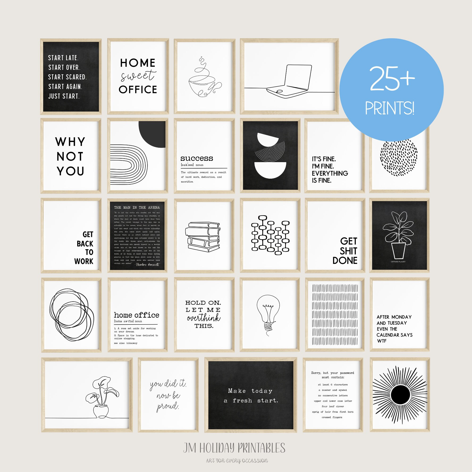 Office Wall Decor Bundle Office Digital Print Home Office - Etsy