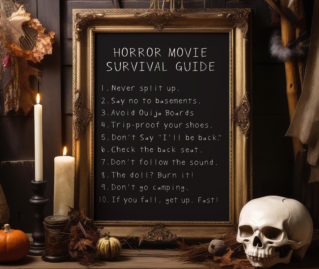 Horror Movie Survival Guide | Halloween Decor | Halloween Wall Art ...