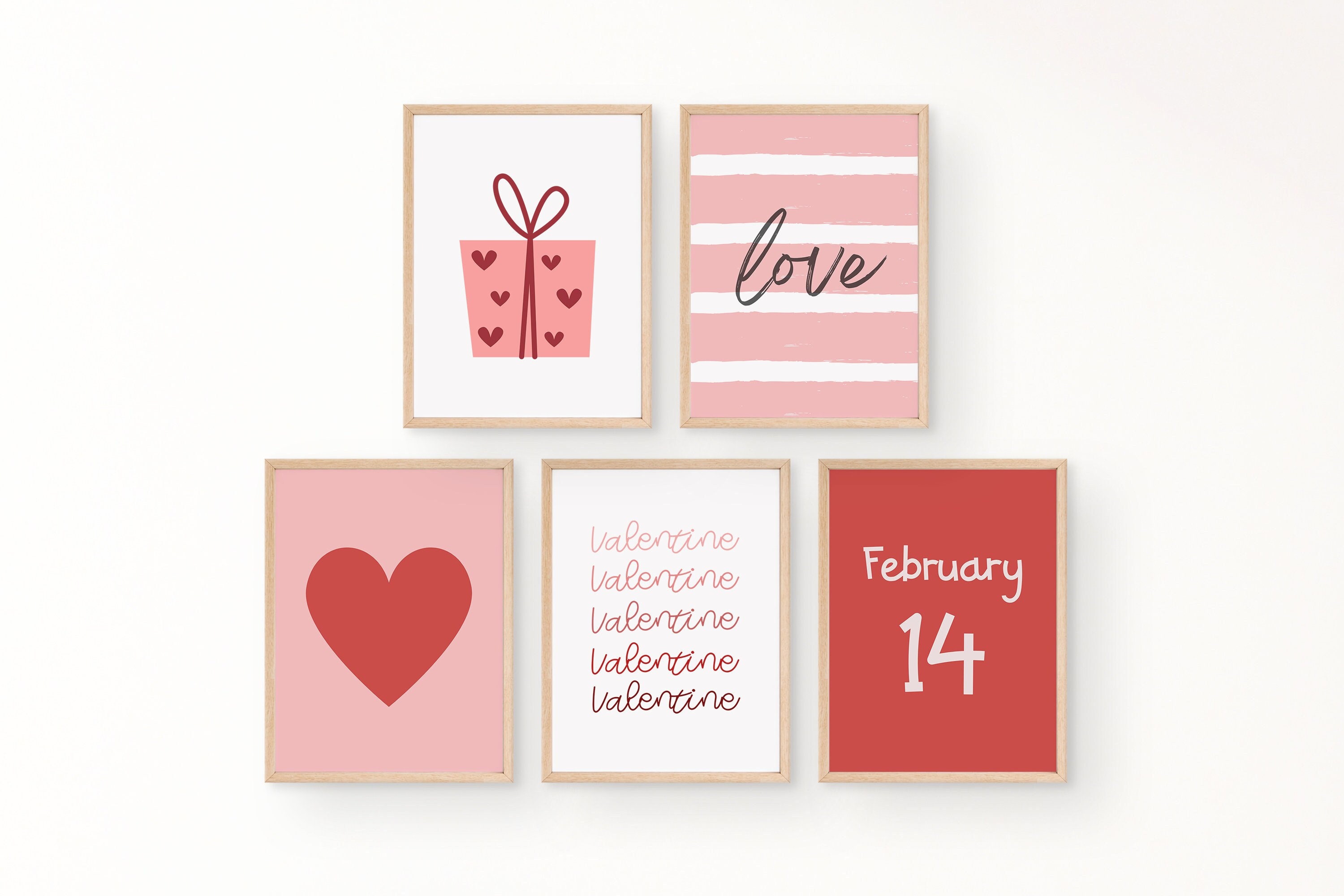 Valentines Printable Wall Art Set of 5 Gallery Art - Etsy
