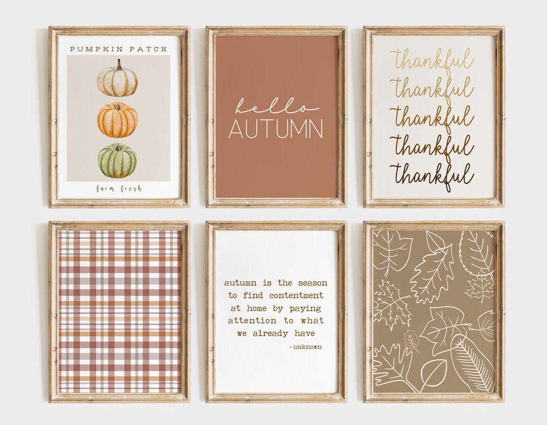 Thanksgiving Gallery Wall Set | Fall Digital Wall Art | Fall Decoration ...