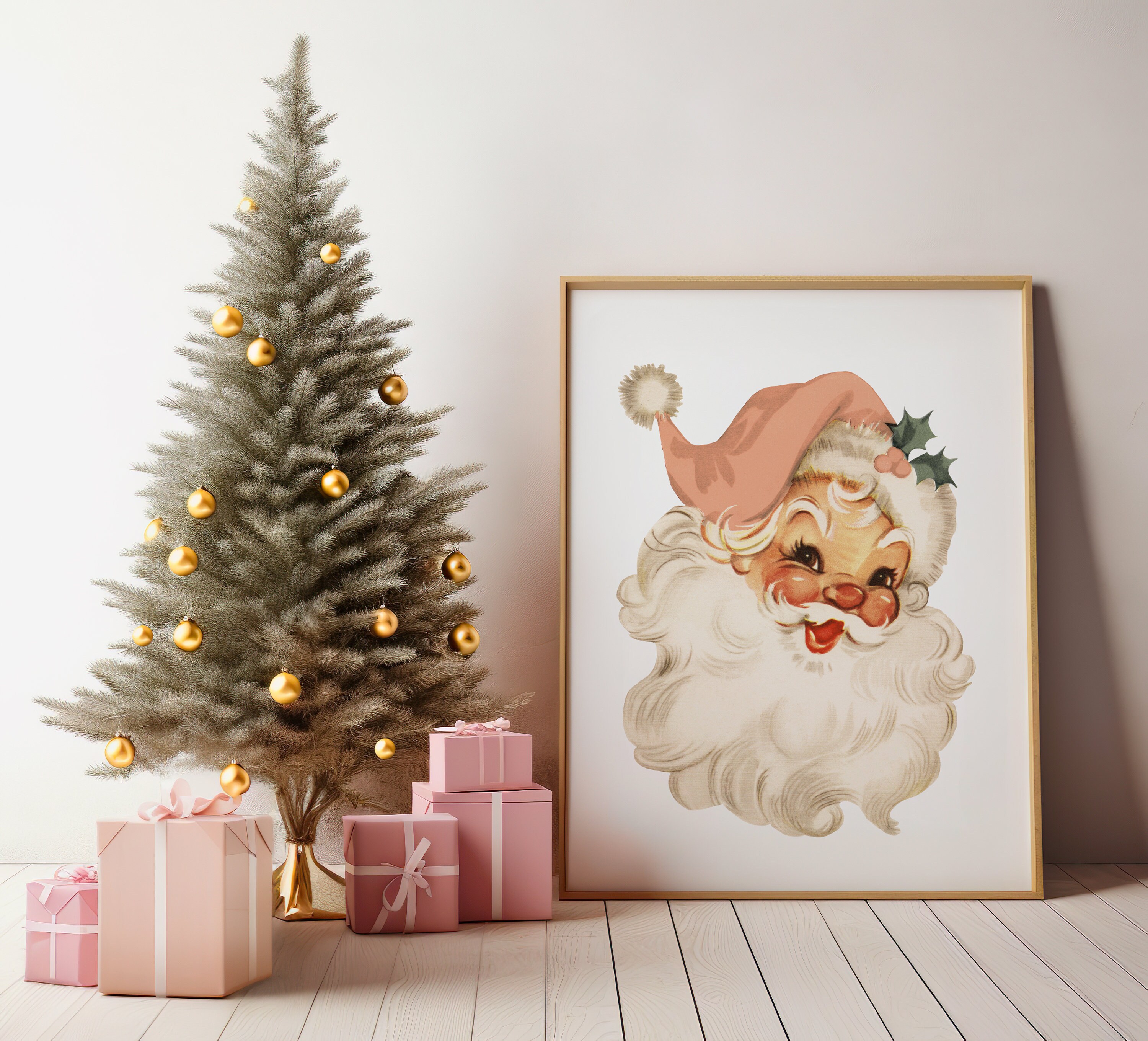 Set of 30 Pink Christmas Gallery Holiday Prints | Holiday Decor | Pink ...