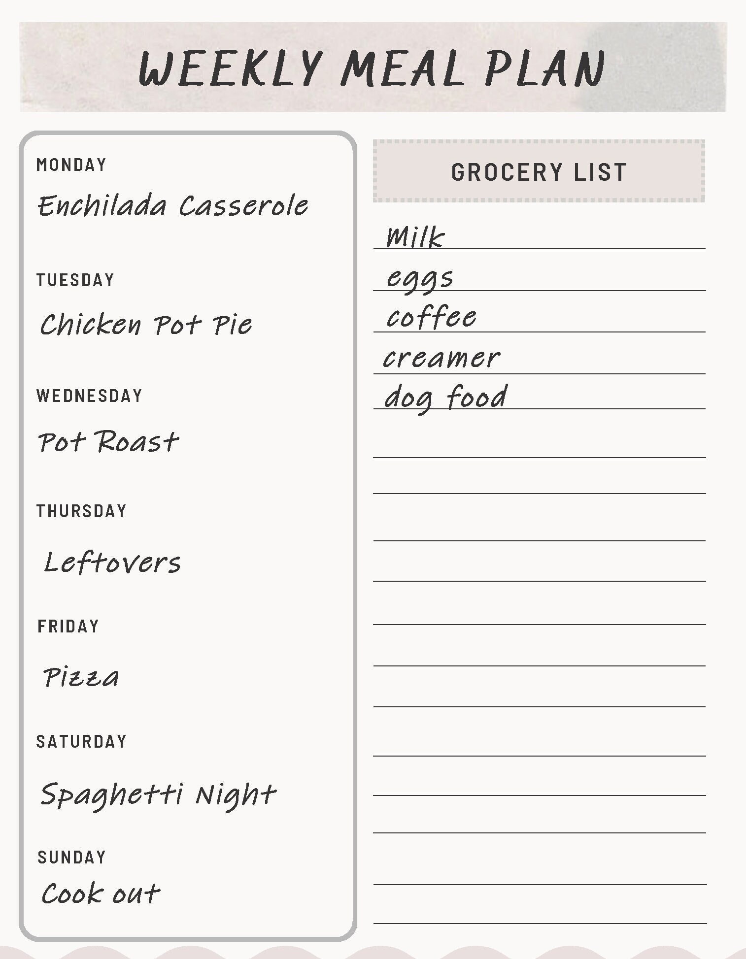 Digital Editable Printable Weekly Meal Planner - Etsy
