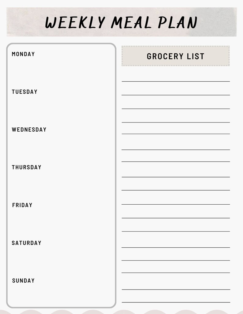 Digital Editable Printable Weekly Meal Planner - Etsy