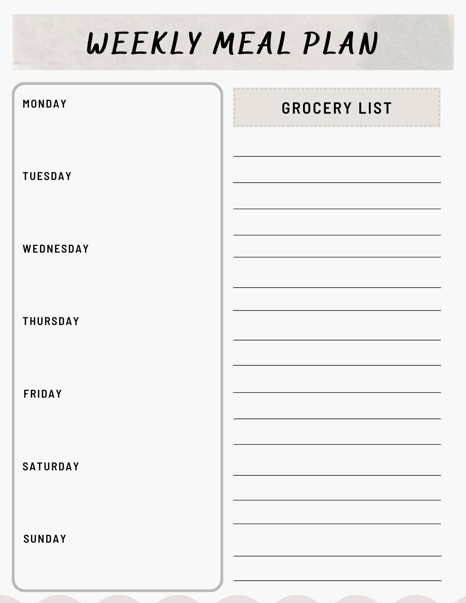 Digital Editable Printable Weekly Meal Planner - Etsy