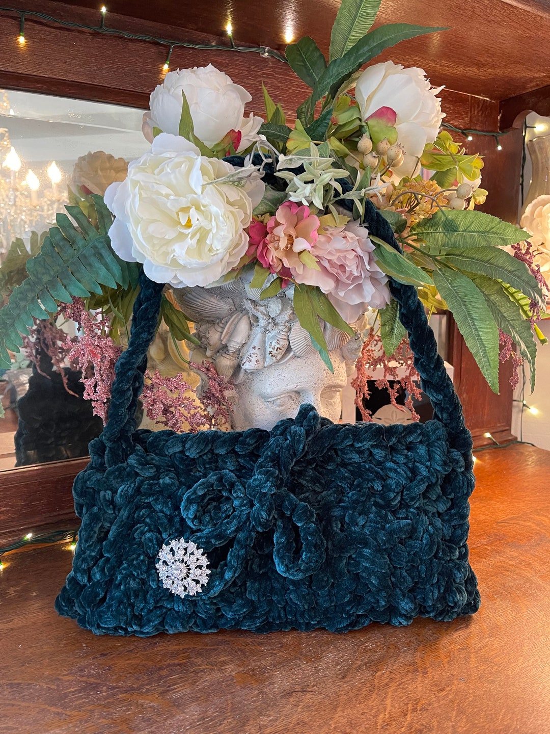 Emerald Green Velvet Envelope Style Bag - Etsy