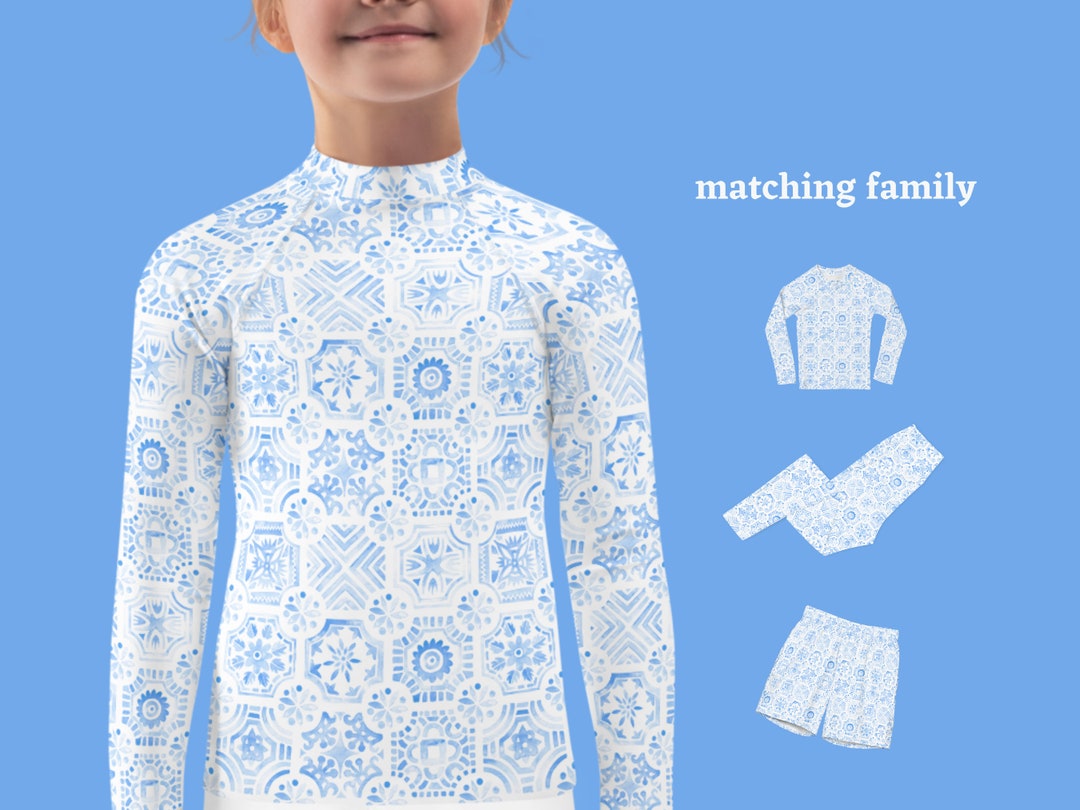 Preppy Blue Tile Toddler and Kids Rash Guard - Etsy