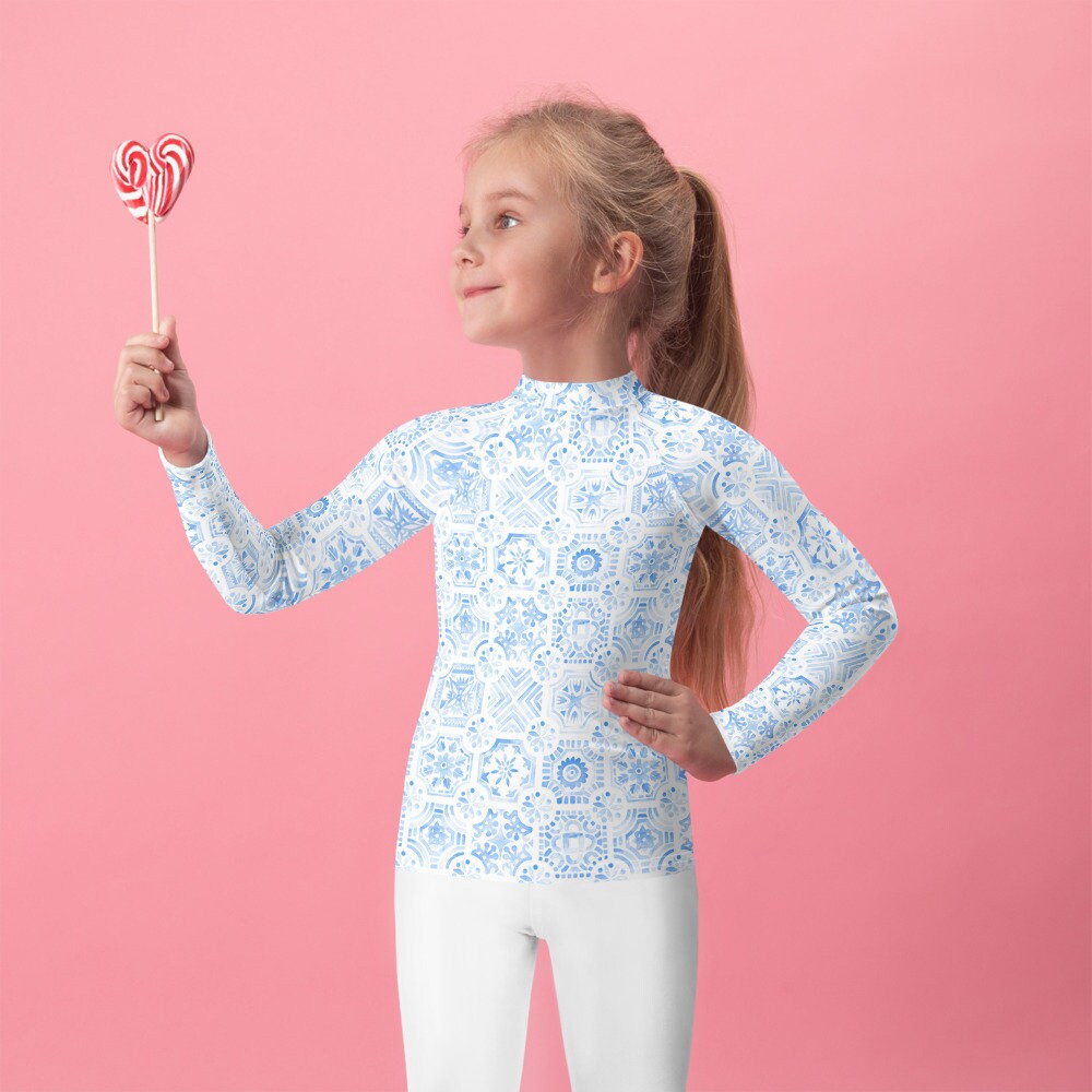Preppy Blue Tile Toddler and Kids Rash Guard - Etsy