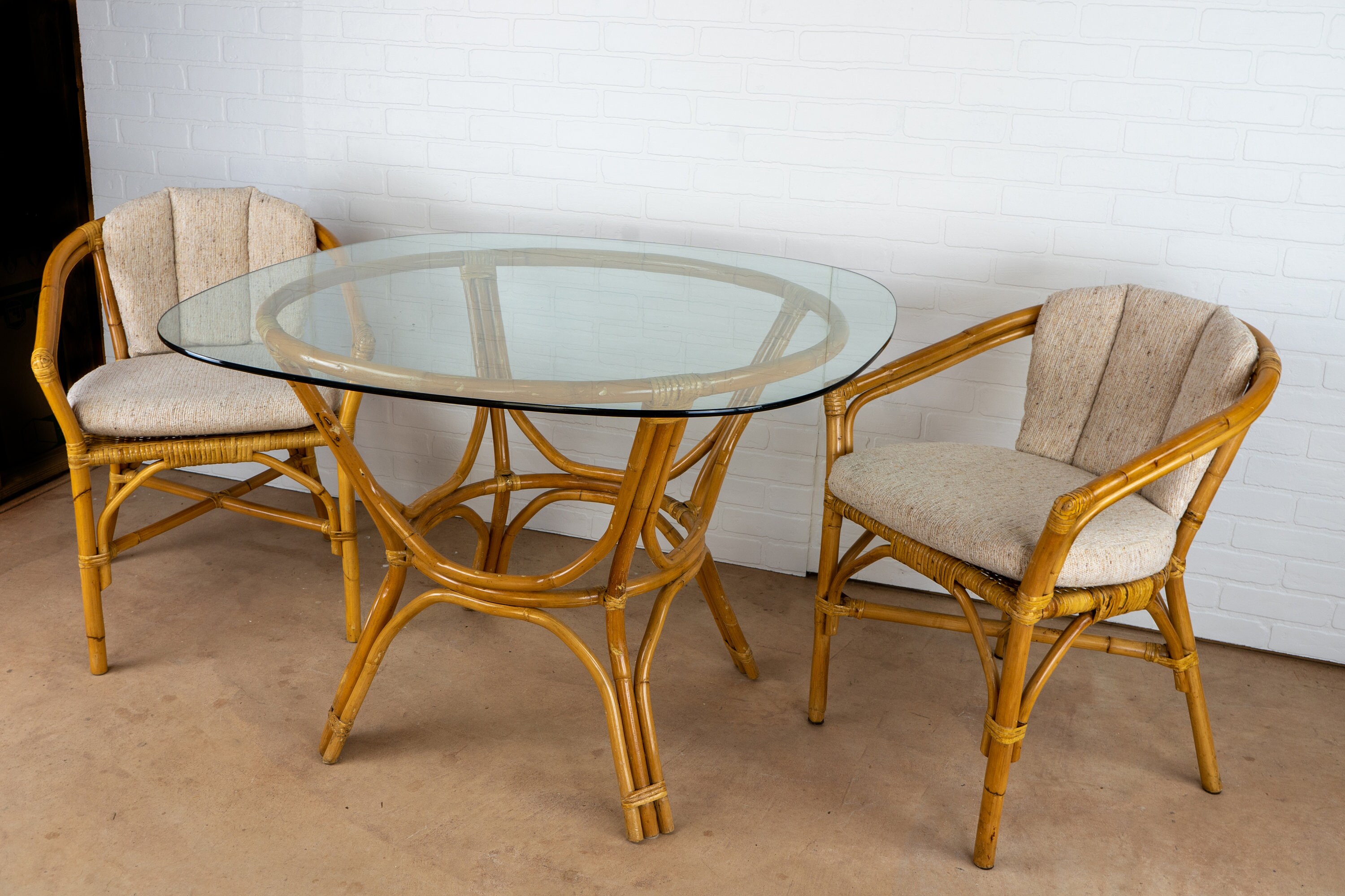 Boho Style Rattan Dining Set table 3 Chairs - Etsy