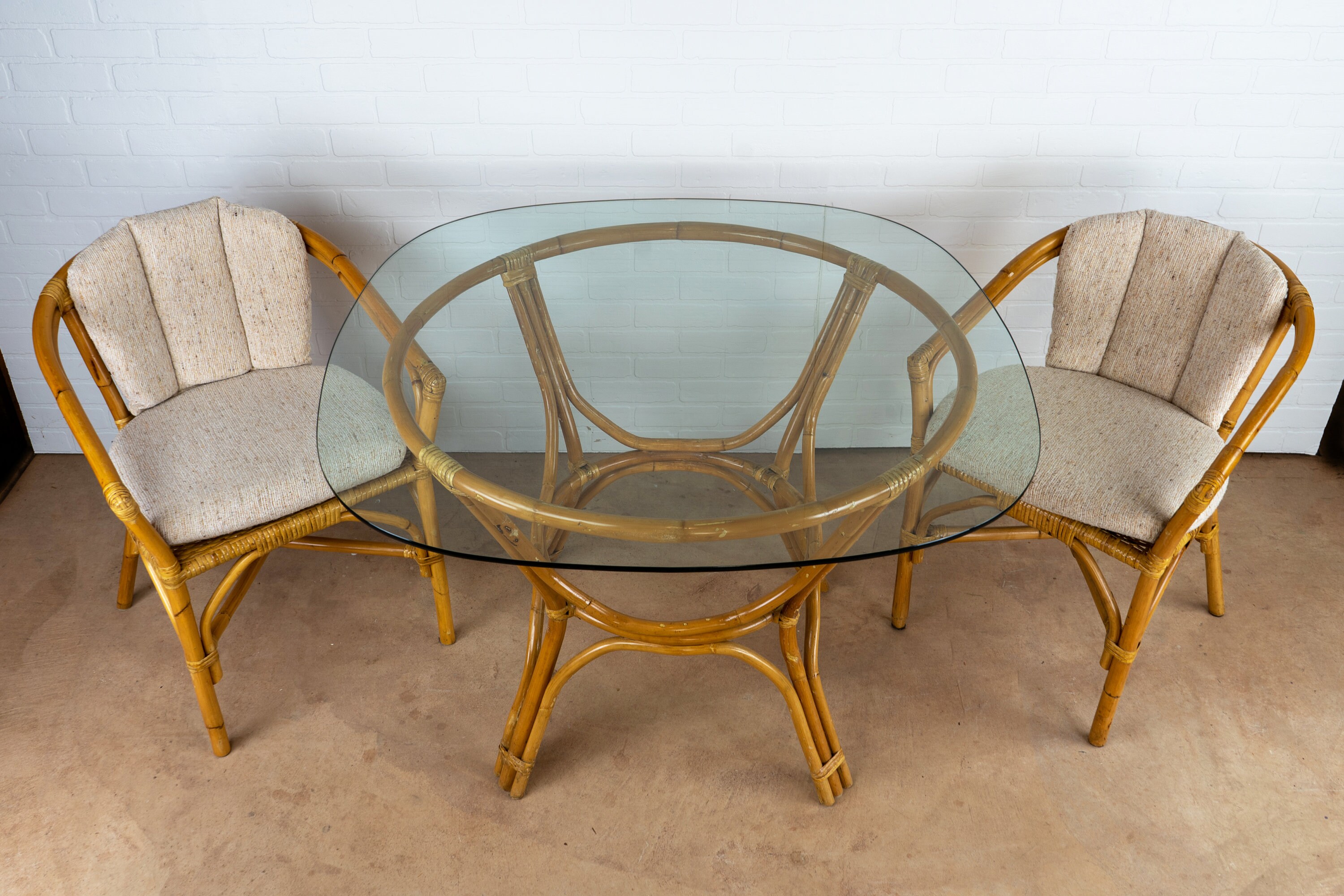 Boho Style Rattan Dining Set table 3 Chairs - Etsy