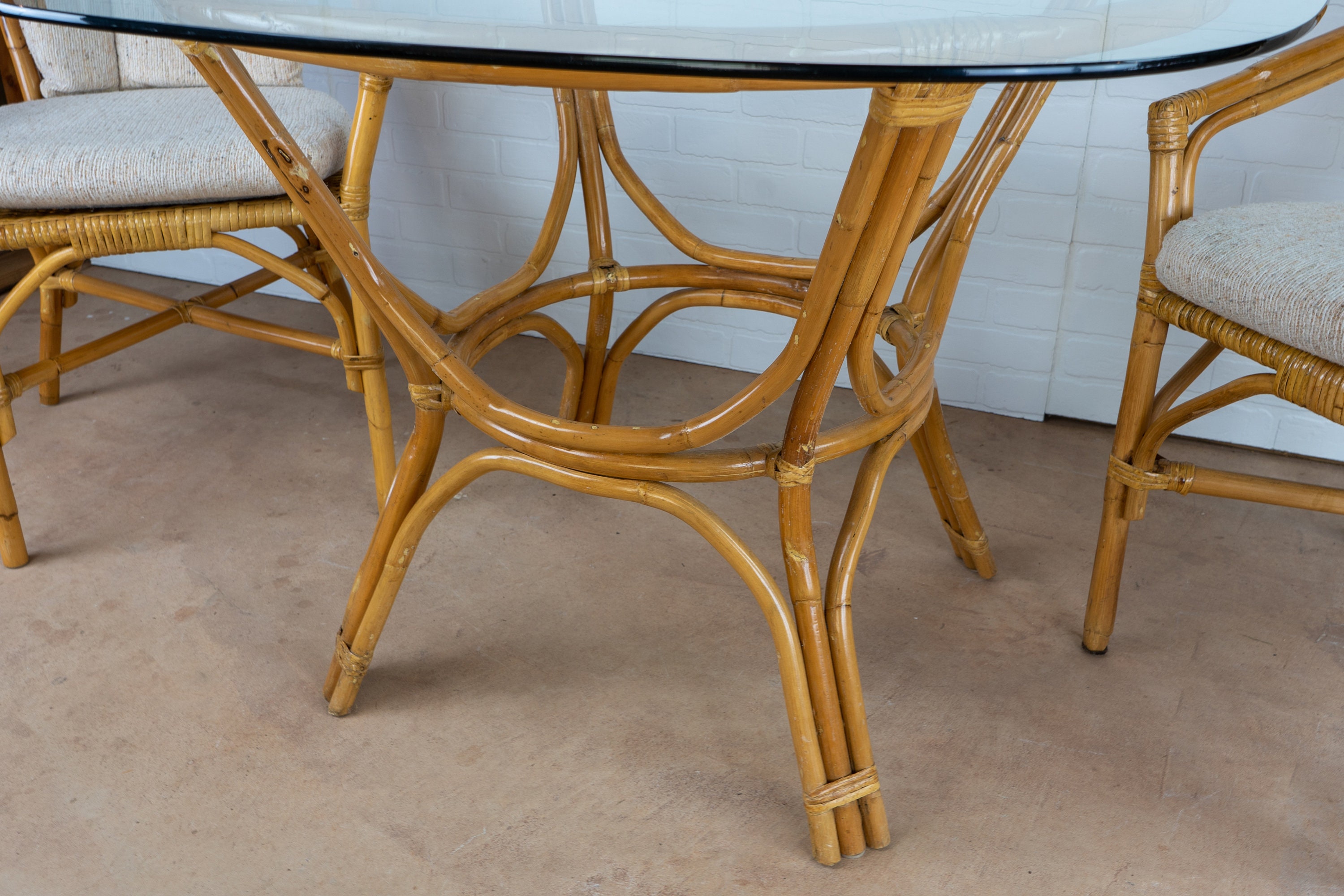 Boho Style Rattan Dining Set table 3 Chairs - Etsy