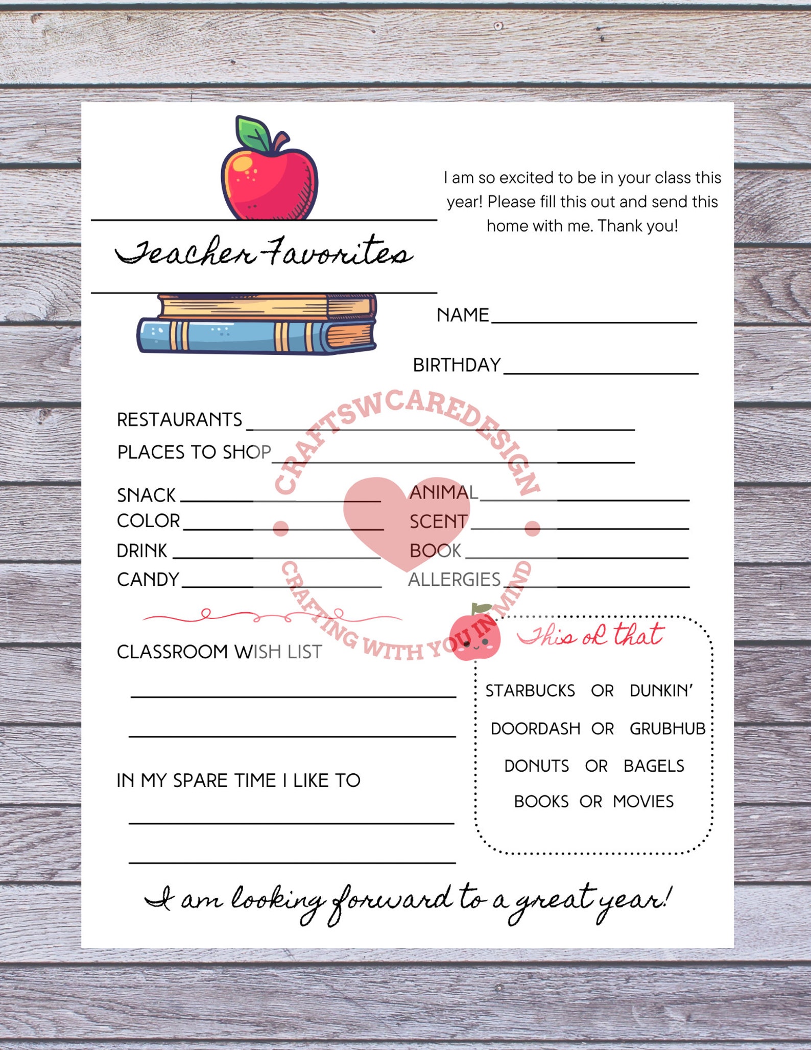 Teacher's Favorite Survey / Teacher Appreciation - Etsy