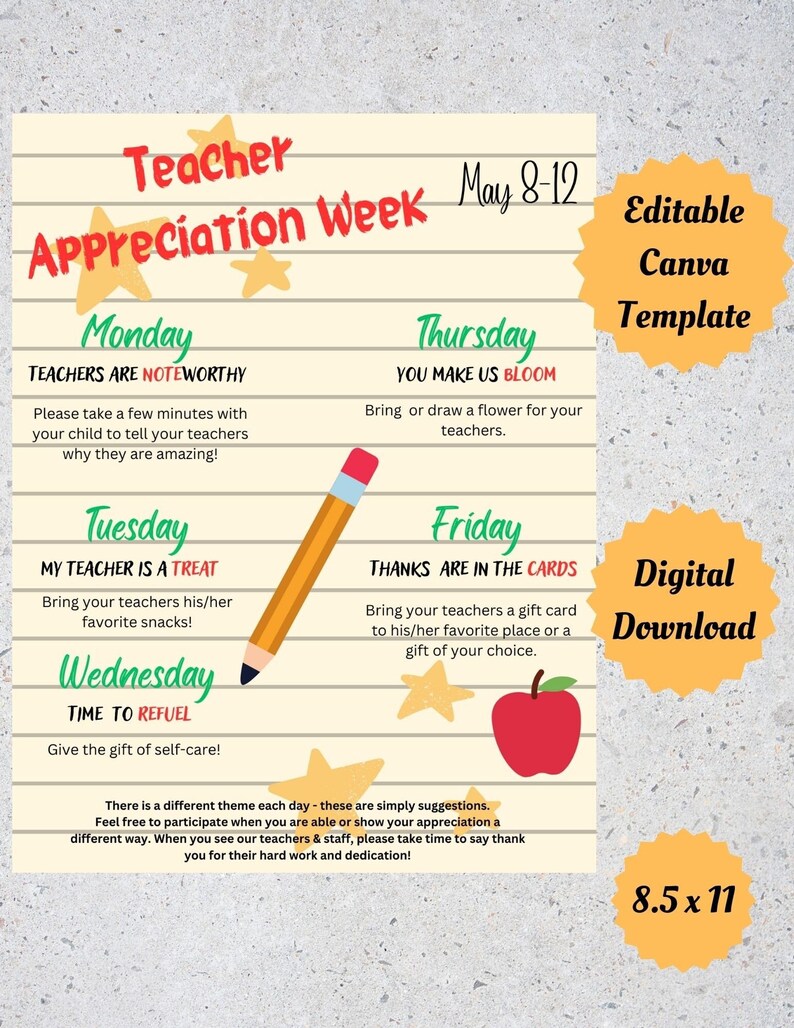 Editable Teacher Appreciation Week Flyer / Teacher Appreciation - Etsy
