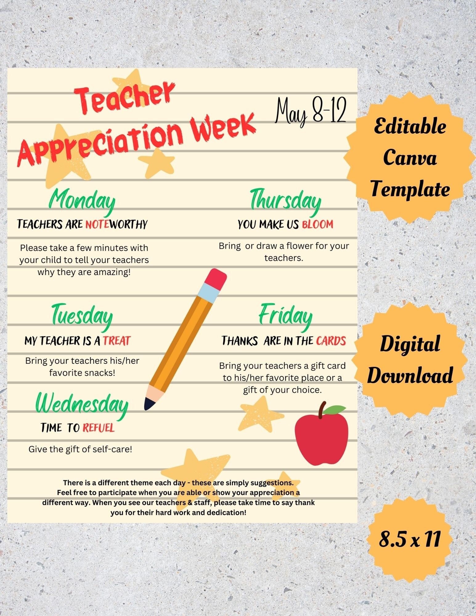 Editable Teacher Appreciation Week Flyer / Teacher Appreciation - Etsy