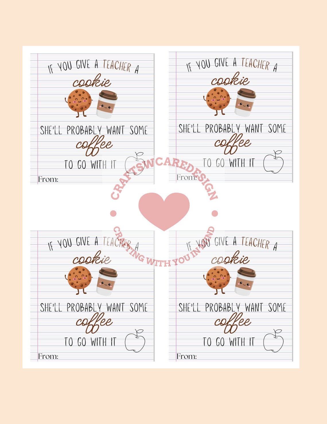 Teacher Coffee Gift Tag / If You Give a Teacher A Cookie - Etsy