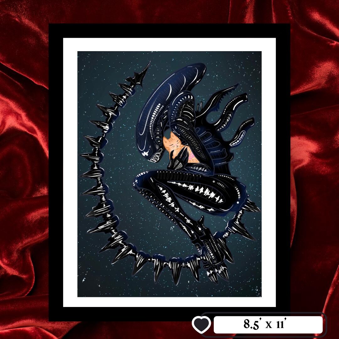 Jonesy | Alien Xenomorph Print | Cat Print | Alien Romulus Art Poster ...
