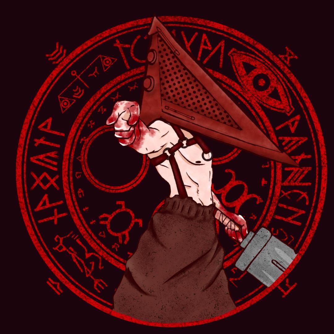 Pyramid Daddy // Pyramid Head Art // Big Clear Vinyl Sticker // Silent ...