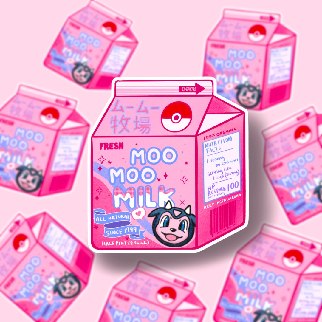 Moo Moo Milk Pokemon Sticker // Pink Kawaii Vinyl Sticker // Laptop ...