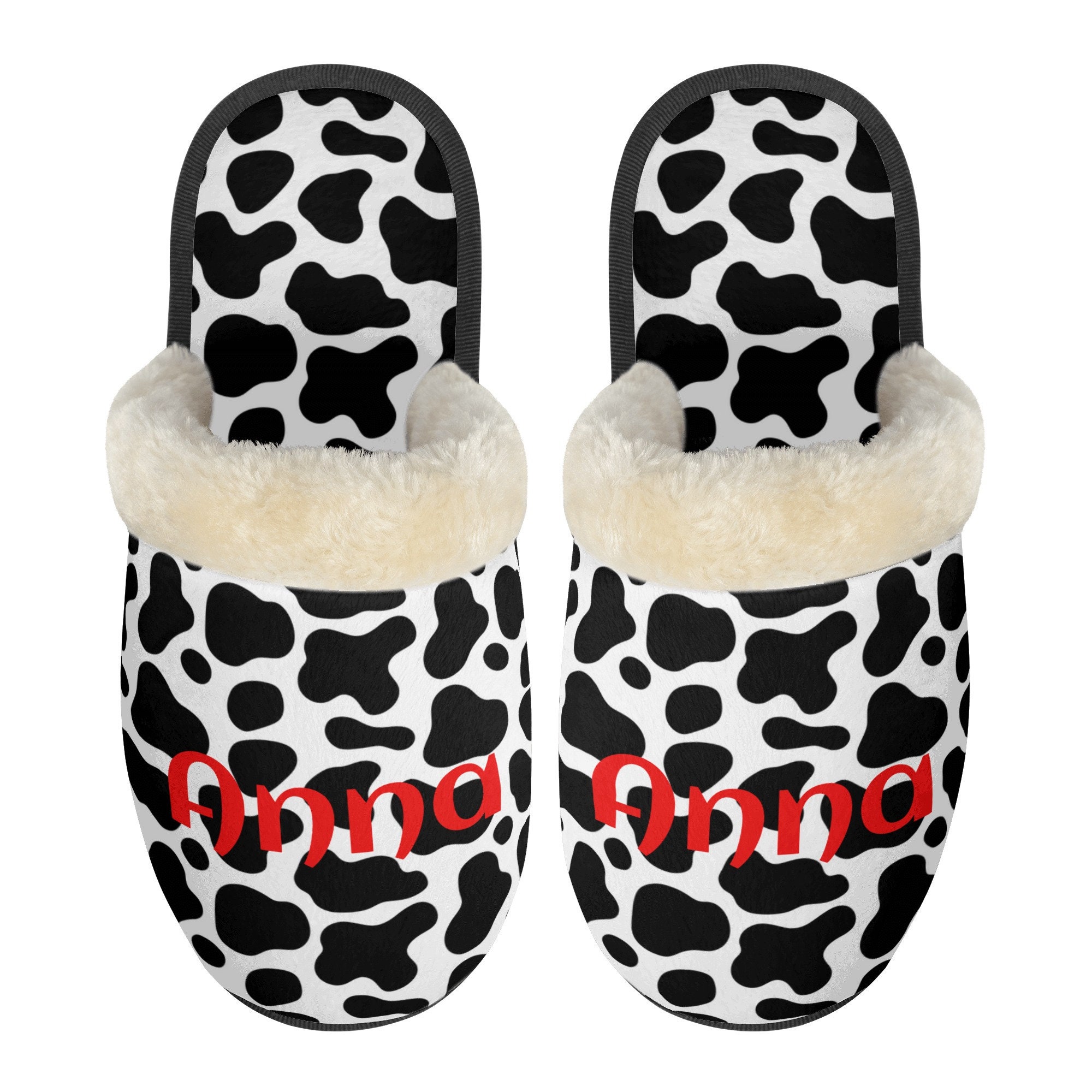 Personalized Cow Print Slippers Unisex Non Slip EVA Warm - Etsy