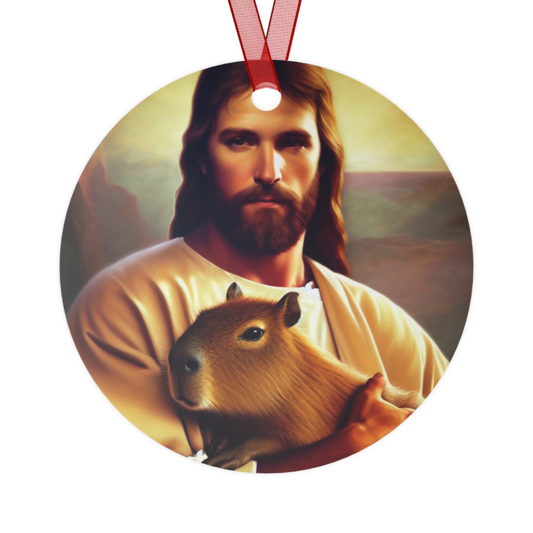 Capybara Ornament Jesus Holding Capybara Metal Ornaments - Etsy